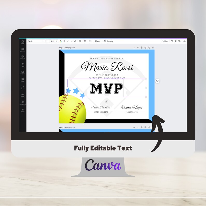 Editable Softball Award Certificate Bundle Canva Template - Etsy