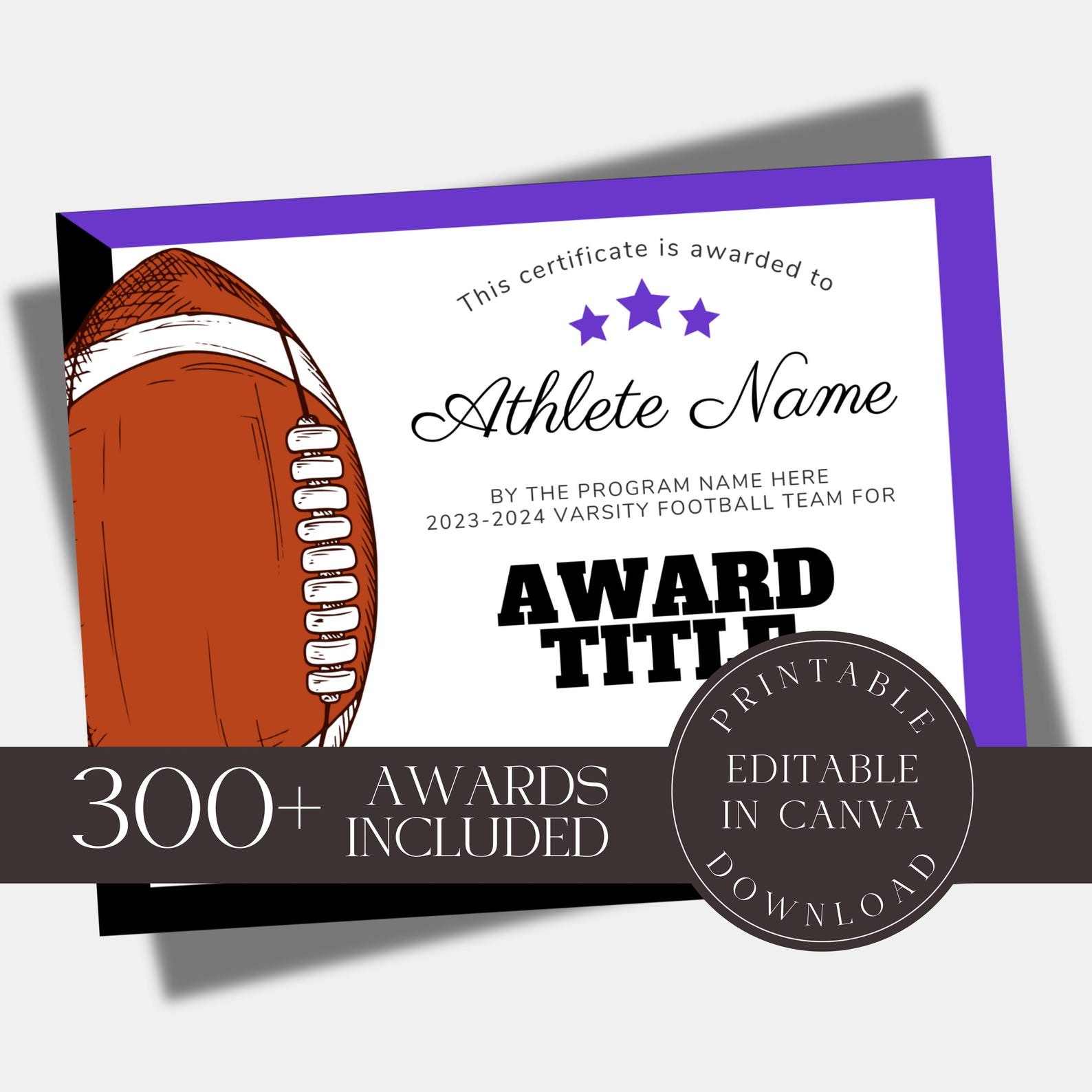 Editable Football Awards Template, Custom Football Award Certificates ...