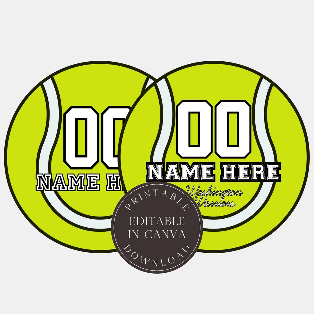 Editable Tennis Team Sport Tags Bag and Locker Room Hangtags Favor Tags ...
