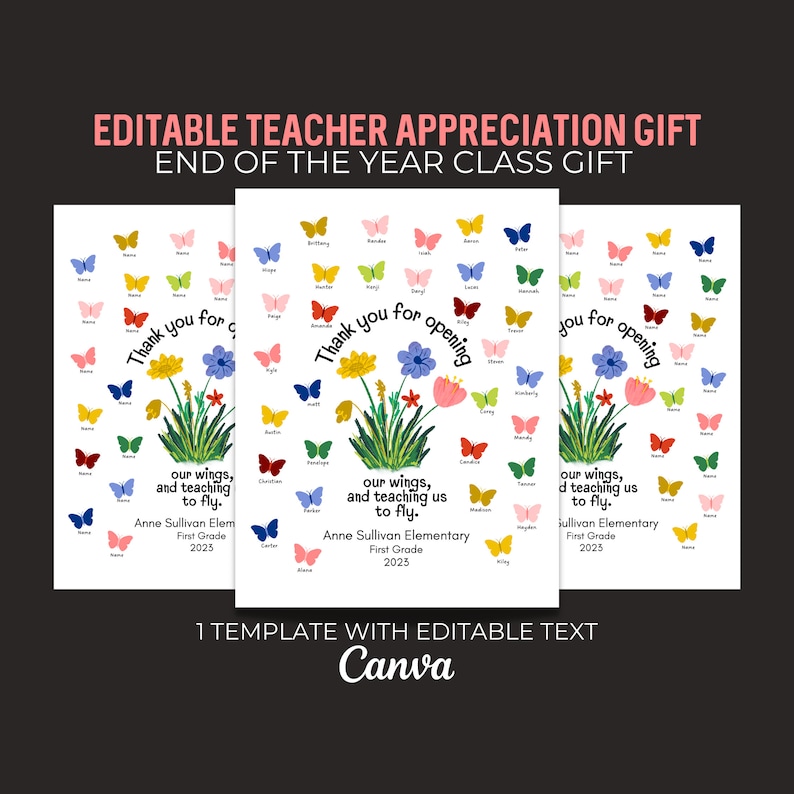 Editable Teacher Appreciation Gift End of the Year Thank You - Etsy