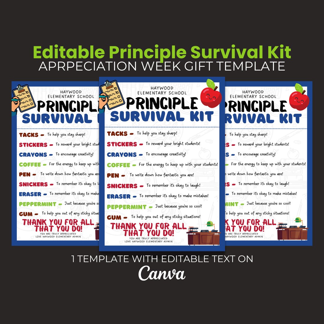 Editable Principle Survival Kit, Back to School Principle Gift ...