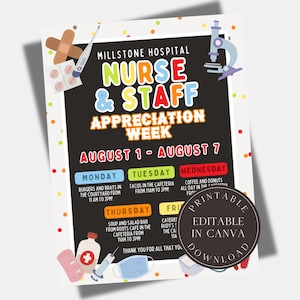 Editable Nurse Appreciation Week Itinerary Flyer Nurse's Week Event ...