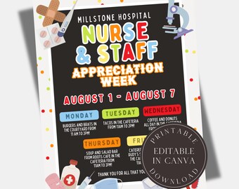 Editable Nurse Appreciation Week Itinerary Flyer | Nurse's Week Event ...