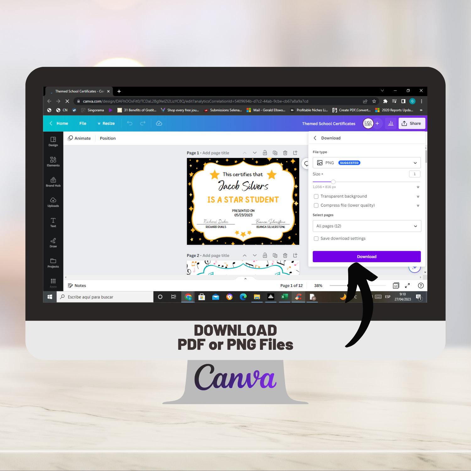 Custom School Certificate Template, Editable Classroom Award ...