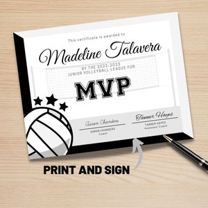 Editable Volleyball Awards Template, Custom Volleyball Award ...