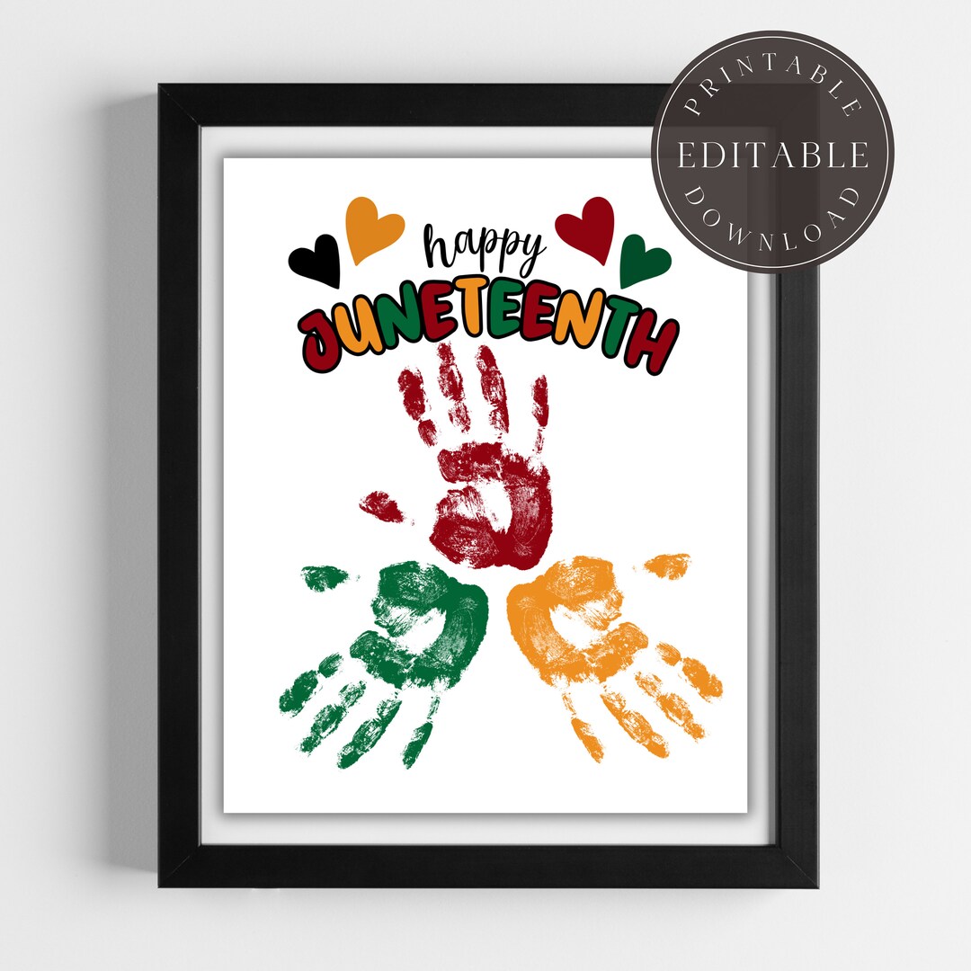 Printable Juneteenth Handprint Art Craft for Kids, Freedom Day Keepsake ...