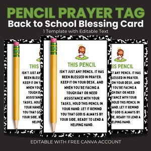 Editable Pencil Prayer Tag Sunday School Printable Pencil Blessing ...