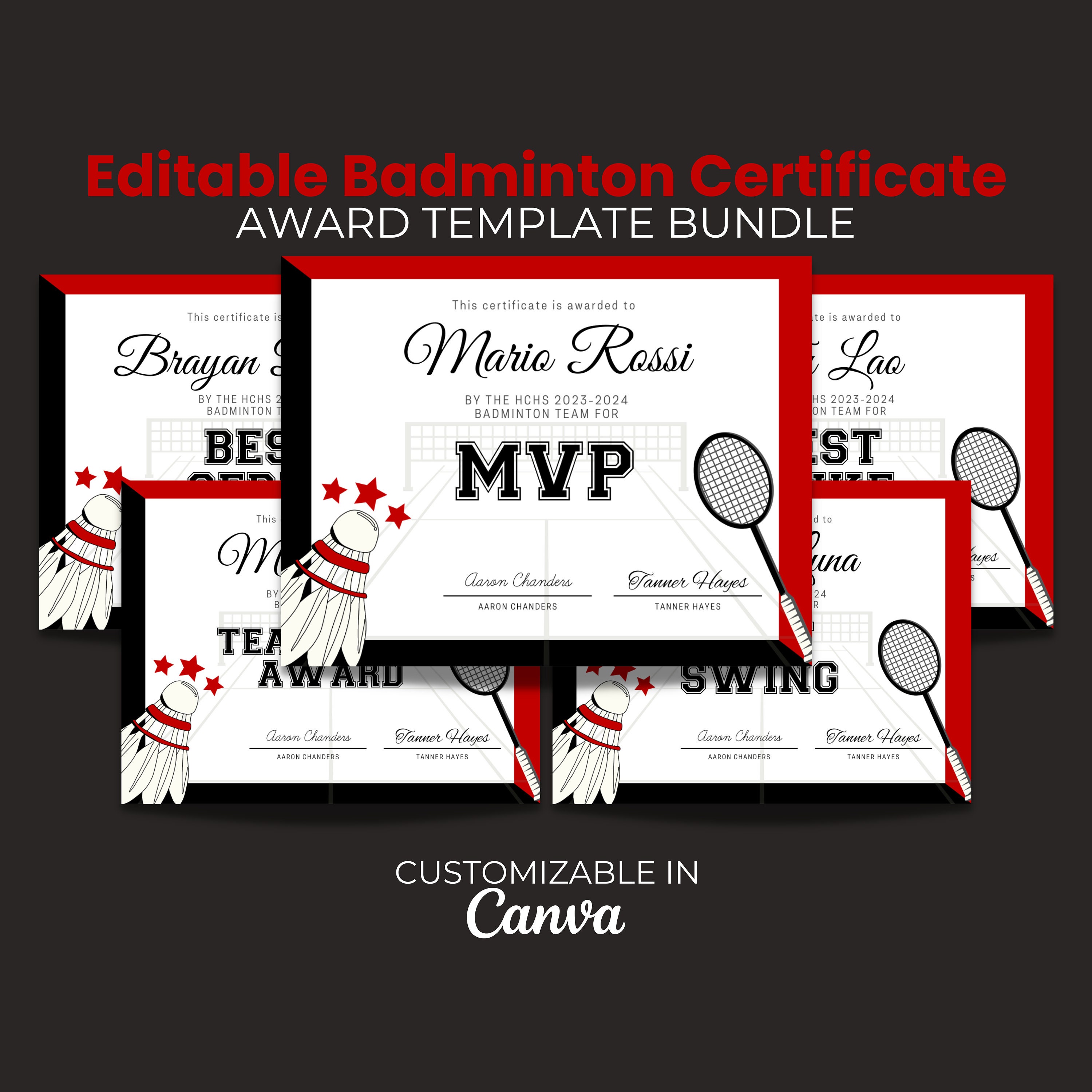 Badminton Certificate Template