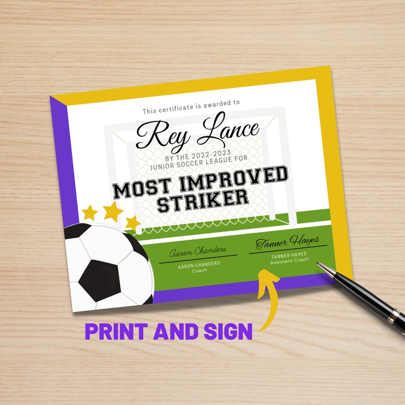 Editable Soccer Award Certificate Canva Template Bundle - Etsy