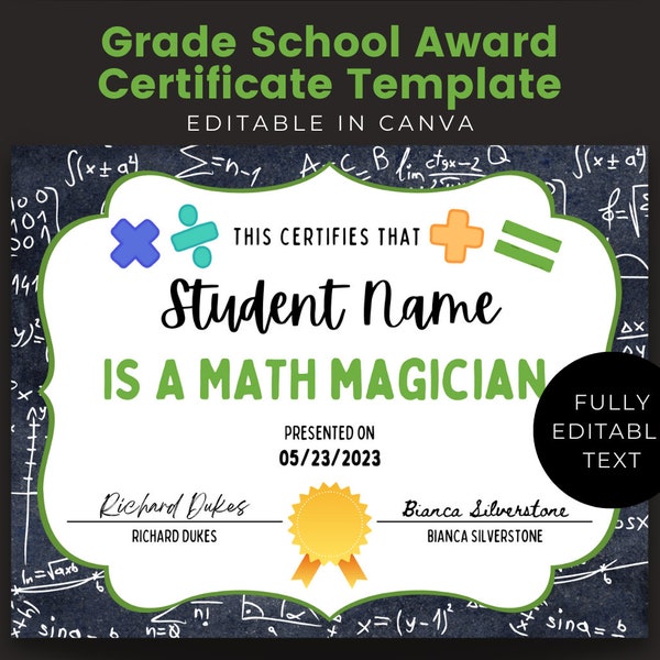 Math Certificate - Etsy