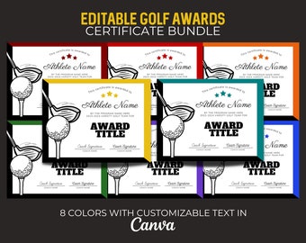Golf Award Certificate Editable Canva Template Printable - Etsy