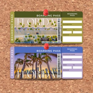 Editable Boarding Pass, Florida Vacation Printable Ticket, Surprise ...