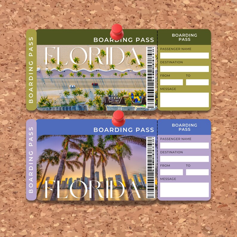 Editable Boarding Pass Florida Vacation Printable Ticket - Etsy
