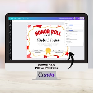 Editable School Honor Roll Certificate Classroom Academic Excellence ...