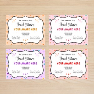 Editable Custom School Certificates Elementary Classroom Award ...