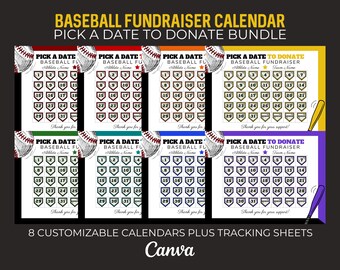 EDITABLE Baseball Fundraiser Calendar Pick a Date to Donate - Etsy
