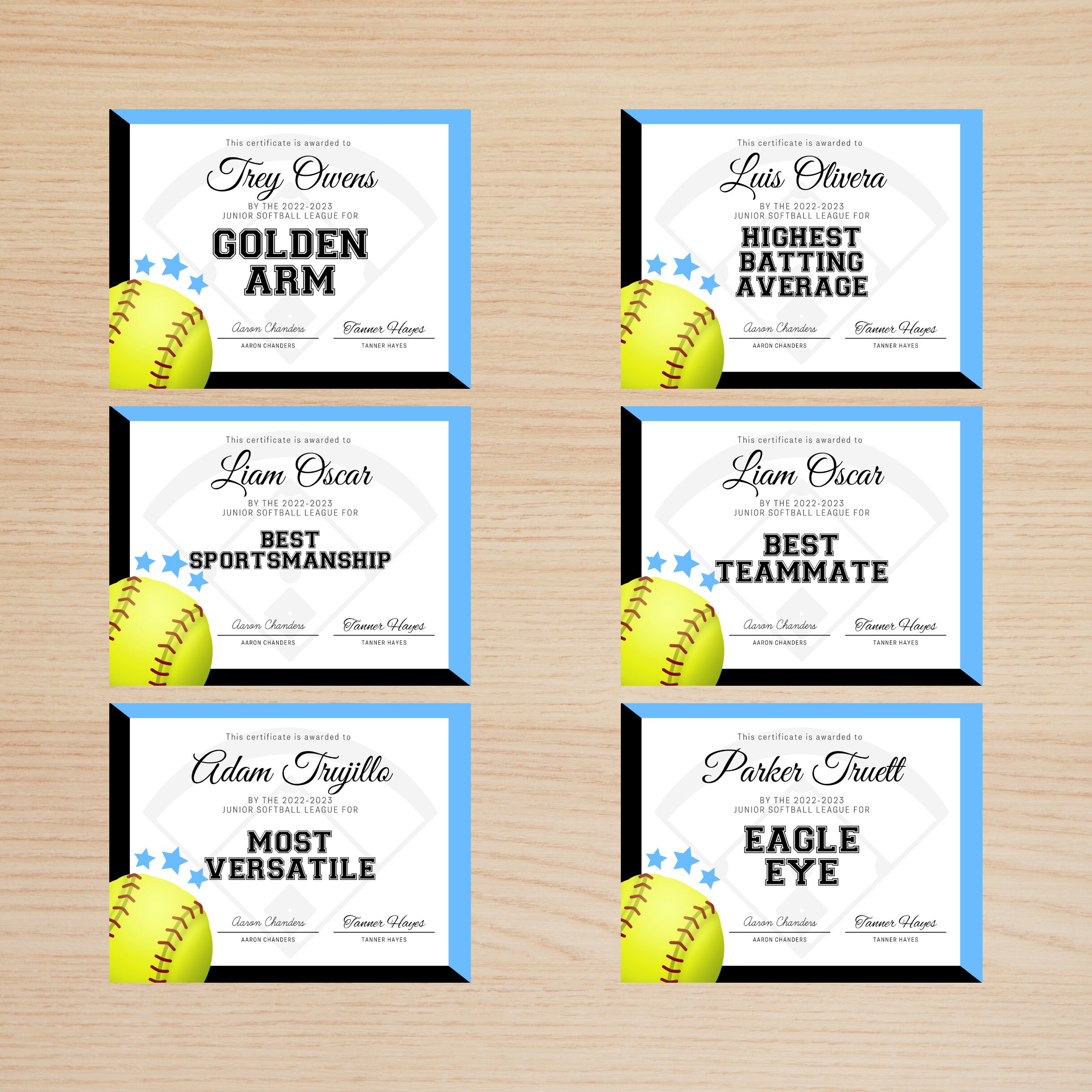 Editable Softball Award Certificate Bundle Canva Template - Etsy