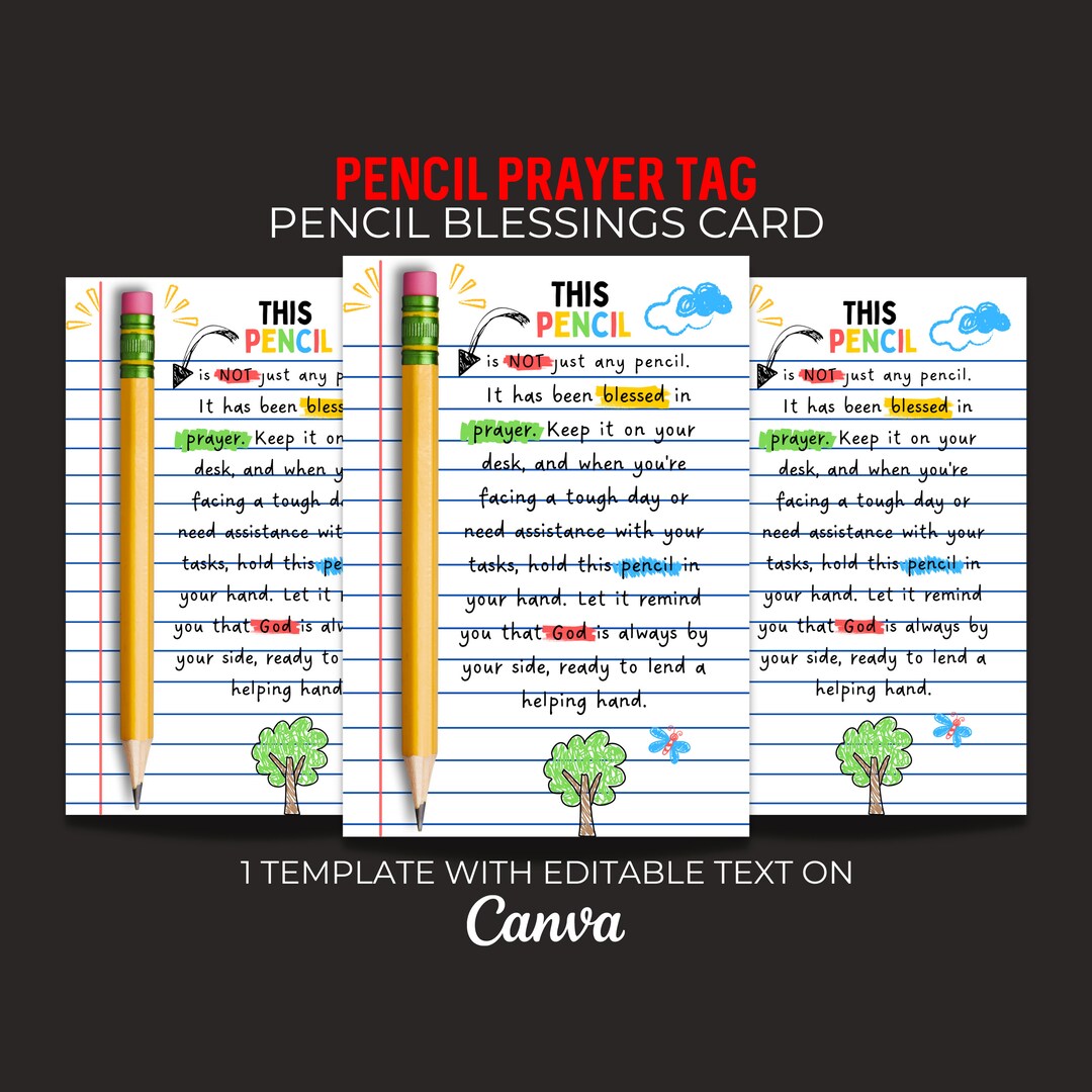 Editable Pencil Prayer Tag Sunday School Printable Pencil - Etsy