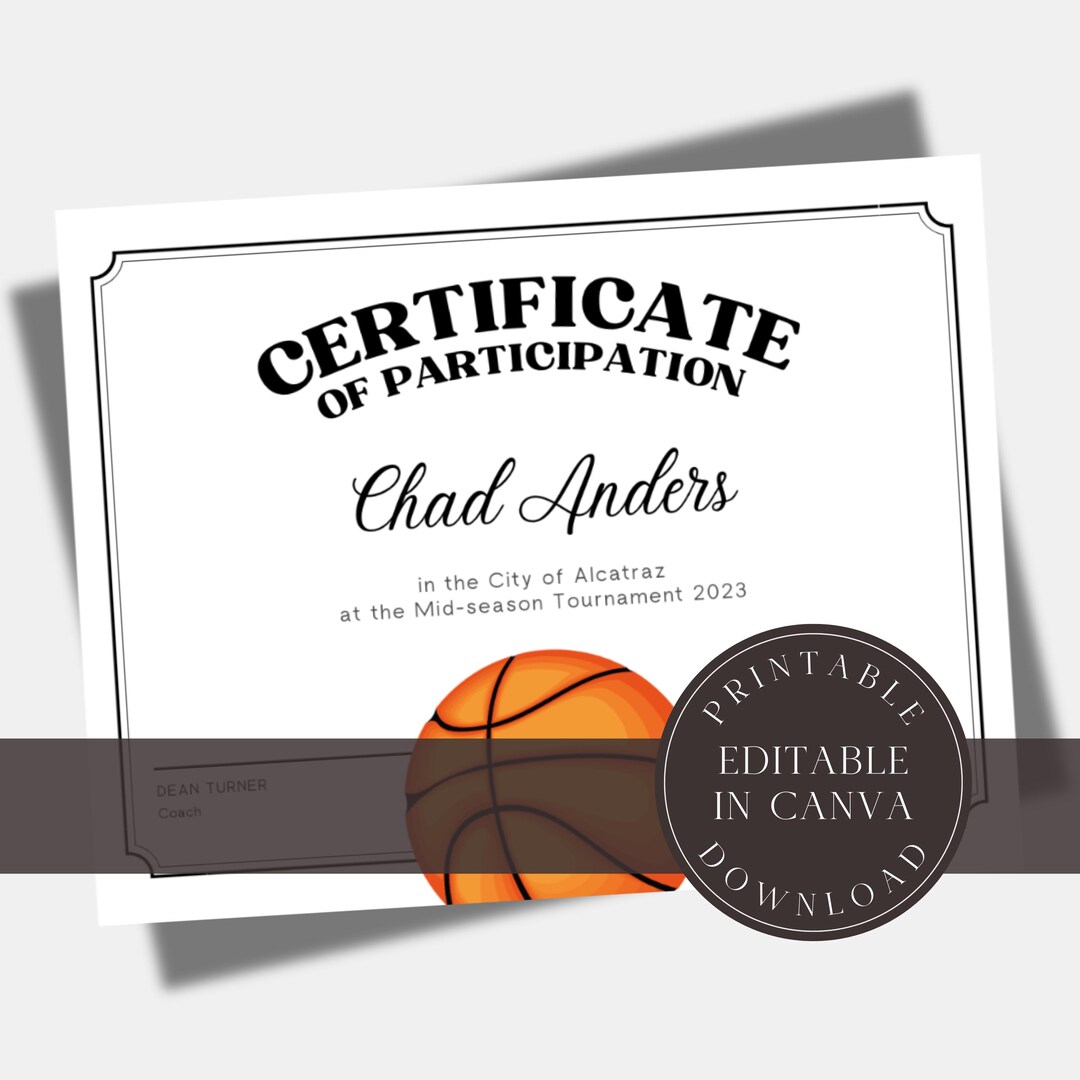 Editable Basketball Awards Template, Custom Bball Award Certificates ...