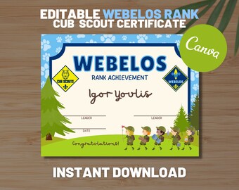 Cub Scout Rank Certificate | Etsy