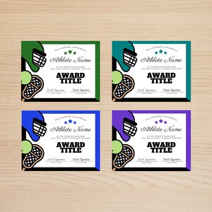 Editable Lacrosse Award Certificate Bundle Template Team Party ...