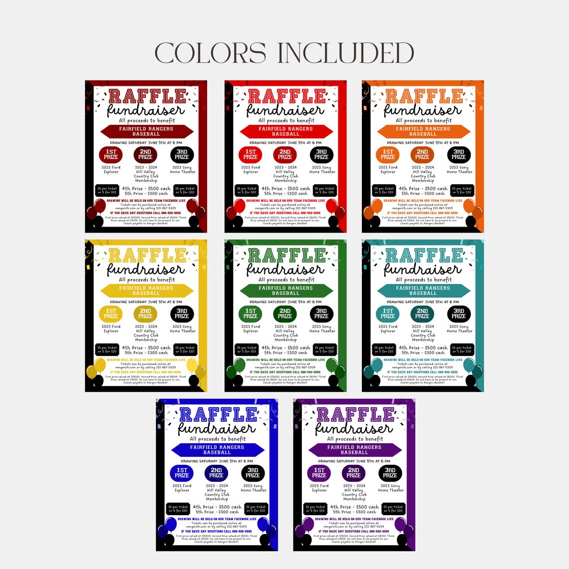 Editable Raffle Ticket Fundraiser Flyer Template School, Church, Sports ...