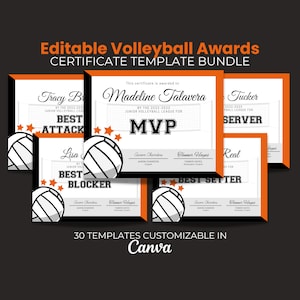 End of Season Volleyball Awards Bundle, Editable Volleyball ...