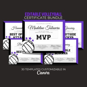End of Season Volleyball Awards Bundle, Editable Volleyball ...