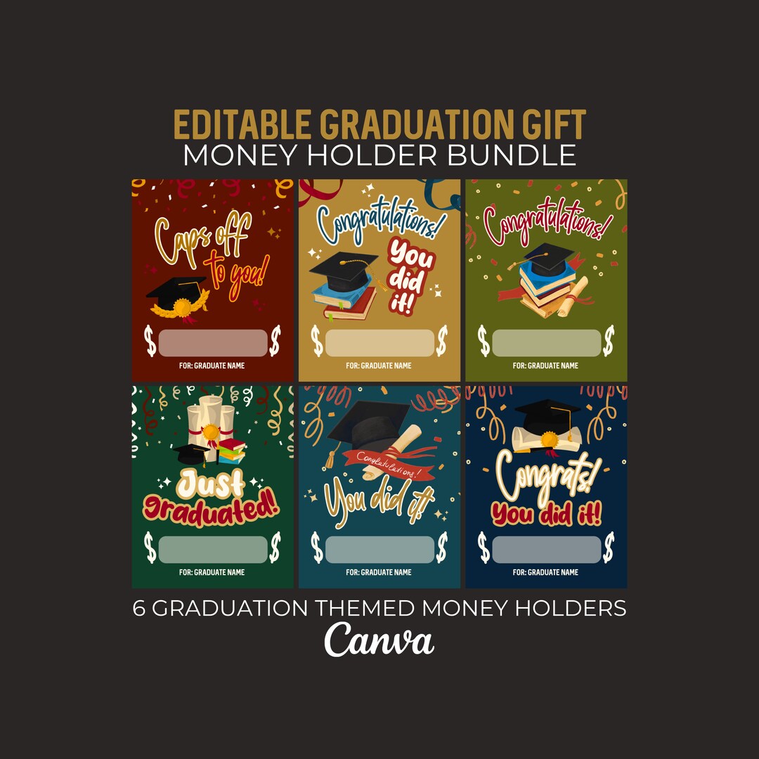 Editable Graduation Money Card Money Card Holder PNG Bundle - Etsy