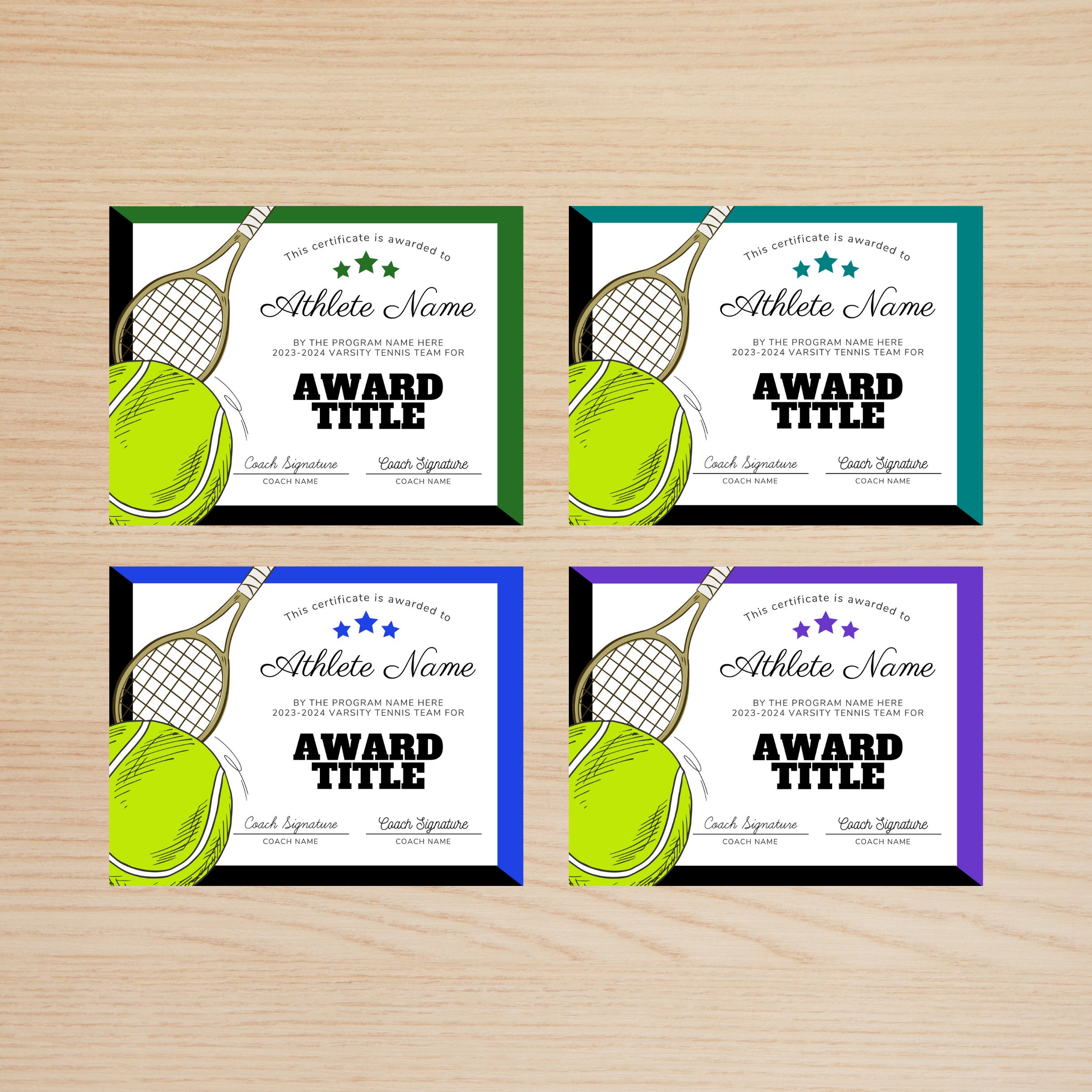 End of Season Tennis Certificate Bundle Editable Tennis - Etsy