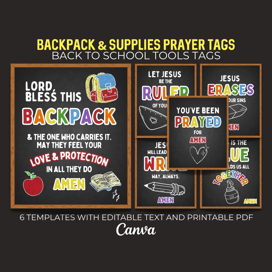 Editable Backpack Prayer Tags School Supplies Tags Supplies - Etsy