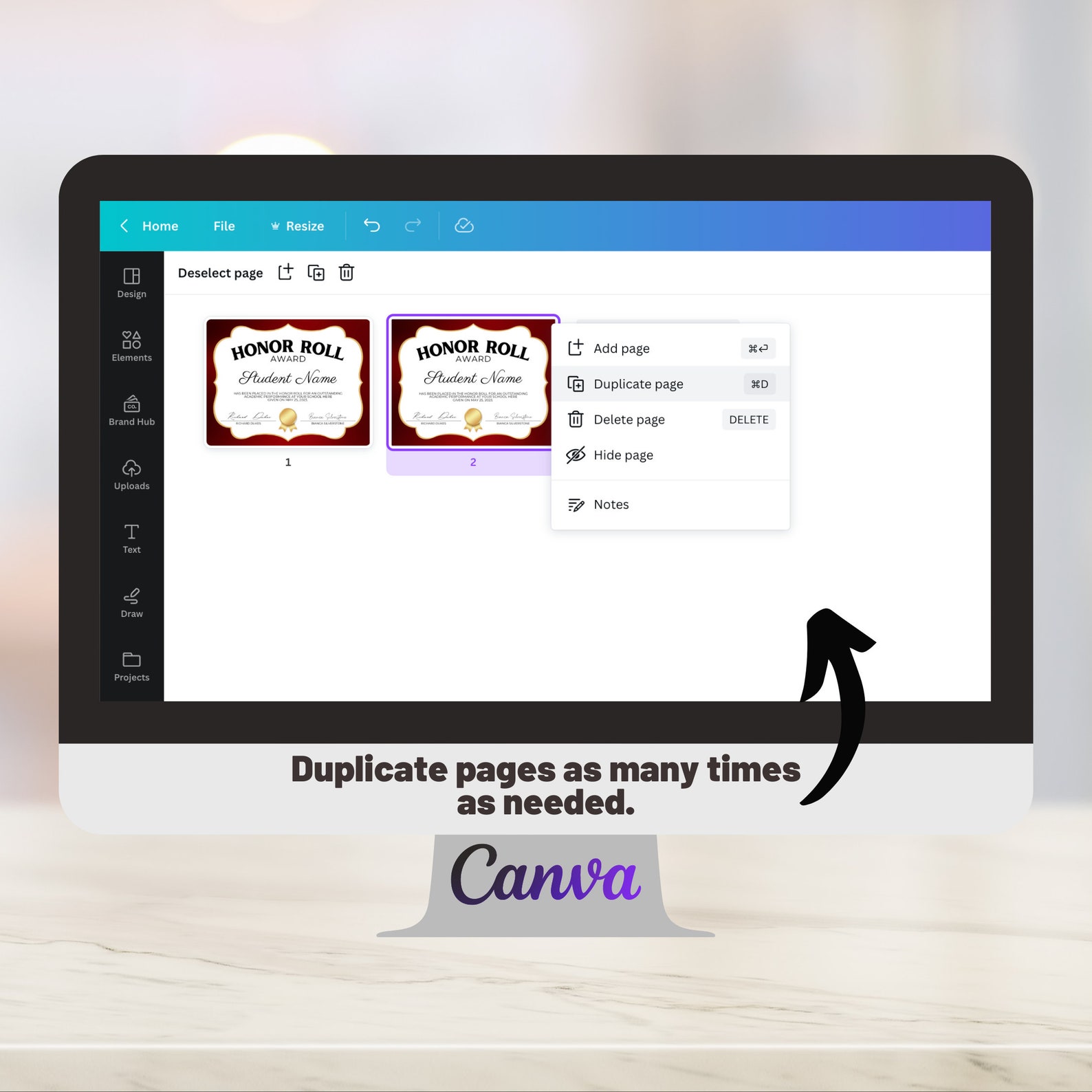 Editable School Honor Roll Certificate Template (canva PDF) - Etsy