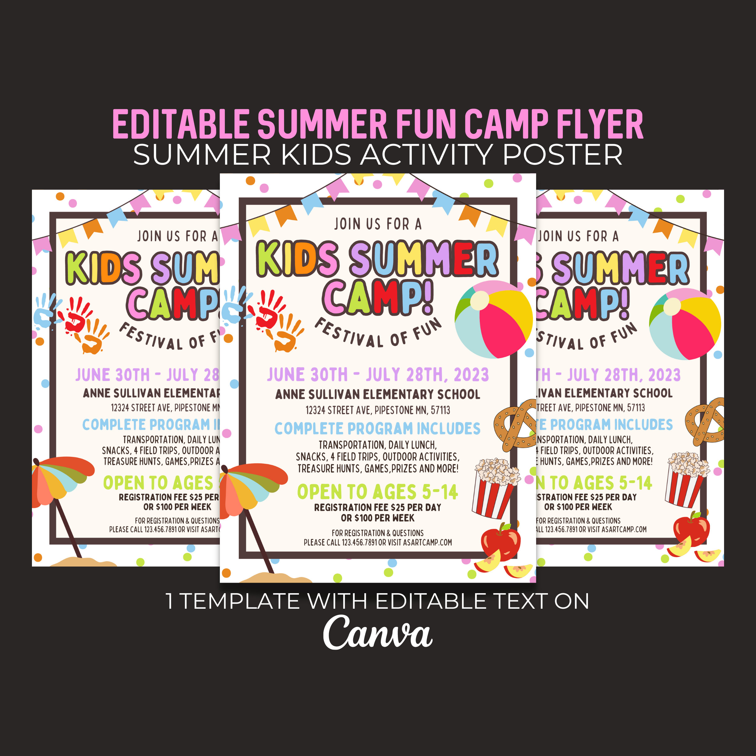 Editable Summer Fun Camp Flyer Template School Summer Break - Etsy