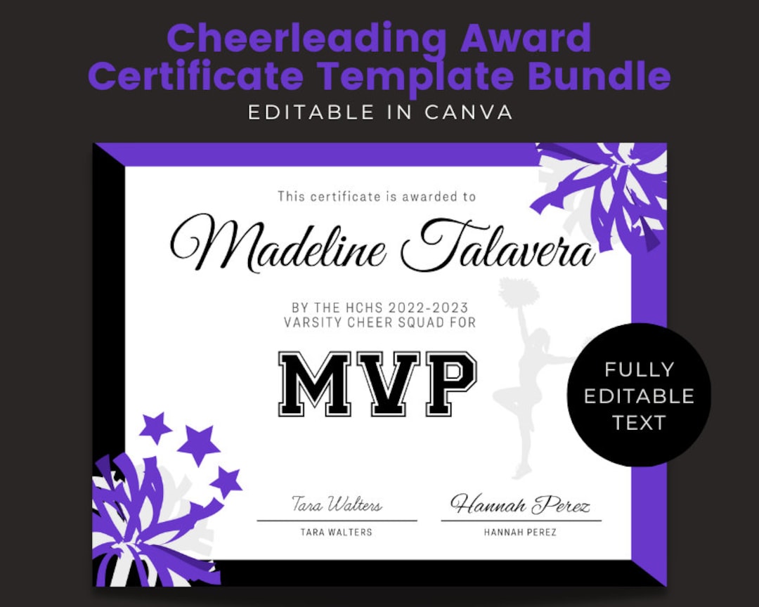 Editable Cheerleading Certificate, Cheer Squad Awards, Printable Cheer ...