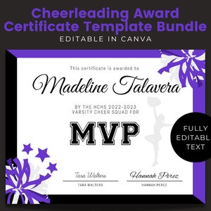 Editable Cheerleading Certificate, Cheer Squad Awards, Printable Cheer ...