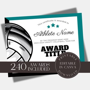 Editable Volleyball Awards Bundle Volleyball Certificates Printable ...