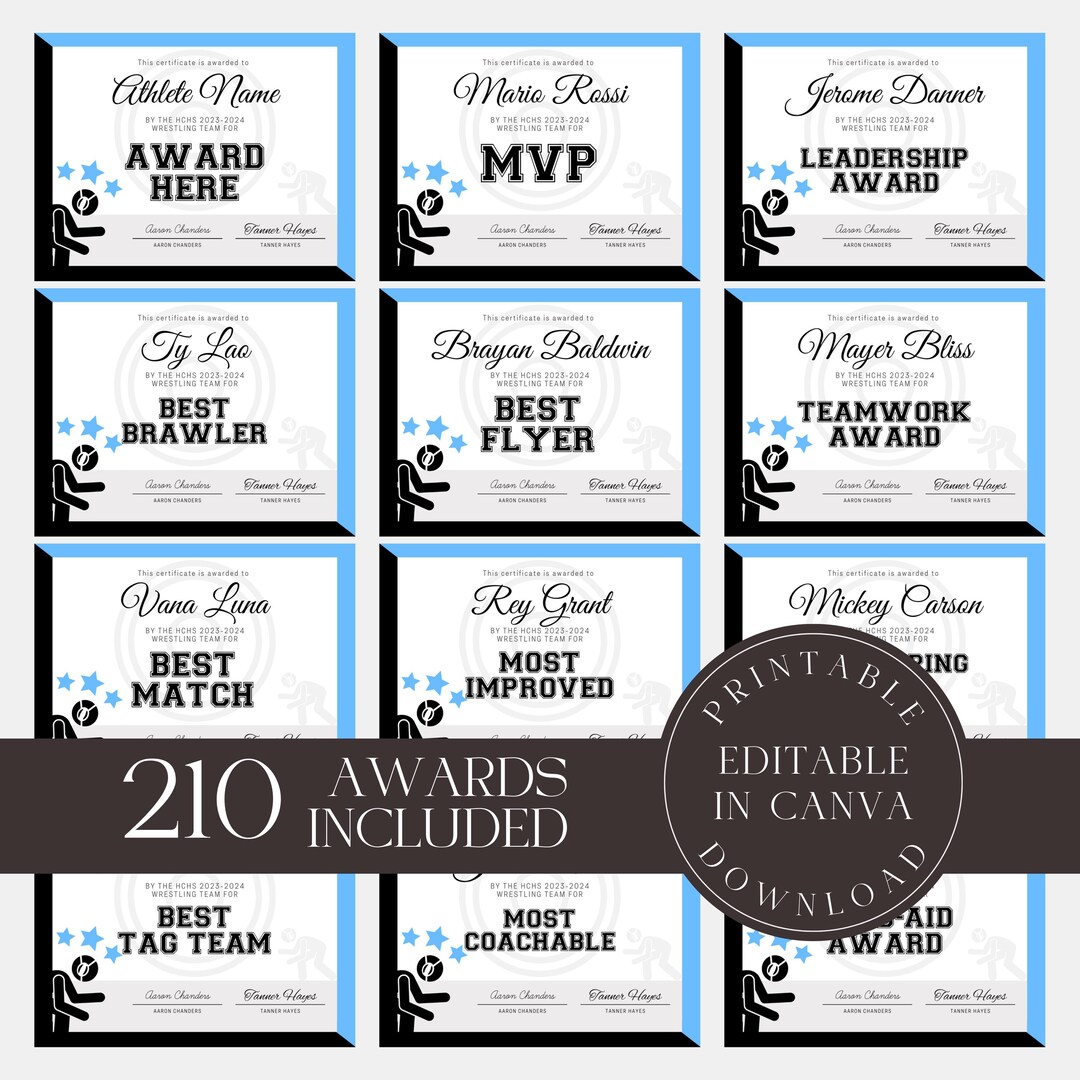 Editable Wrestling Awards Template, Custom Wrestling Award Certificates ...
