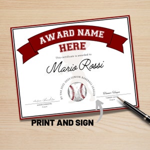 Editable Baseball Award Certificate Bundle, Editable Canva Template ...