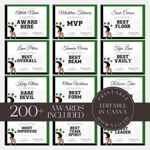 Editable Gymnastics Certificate Bundle Printable Gymnast Award ...