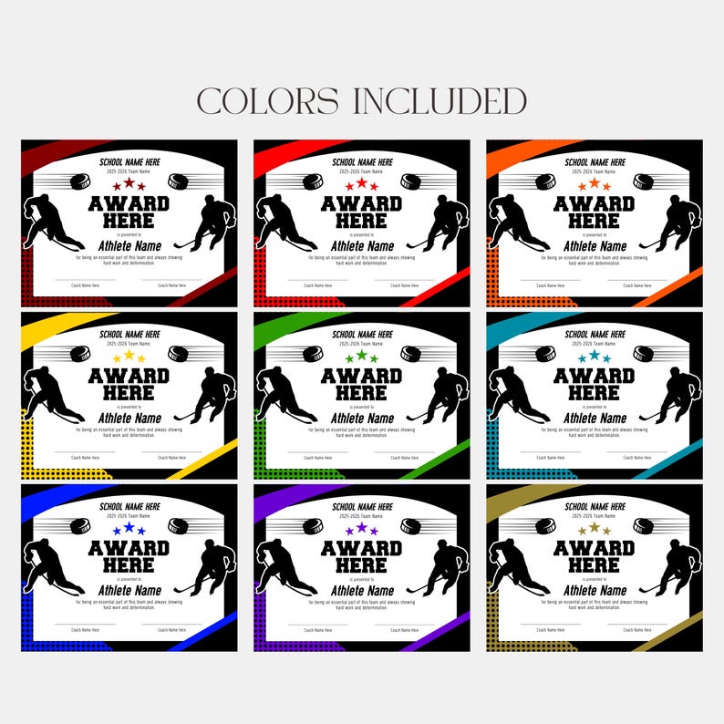 Editable Hockey Award Certificates Team Ceremony Printable (canva ...