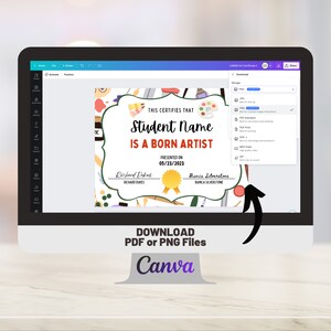 Editable School Certificate Art Award, Elementary Student Classroom ...