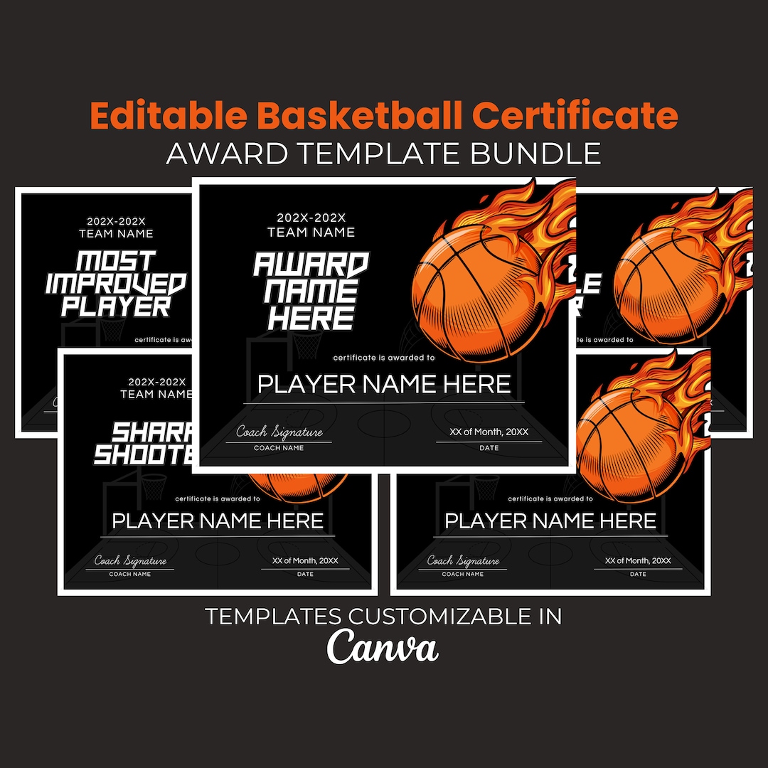 Basketball Awards Printable, Basketball Team Certificate Bundle ...