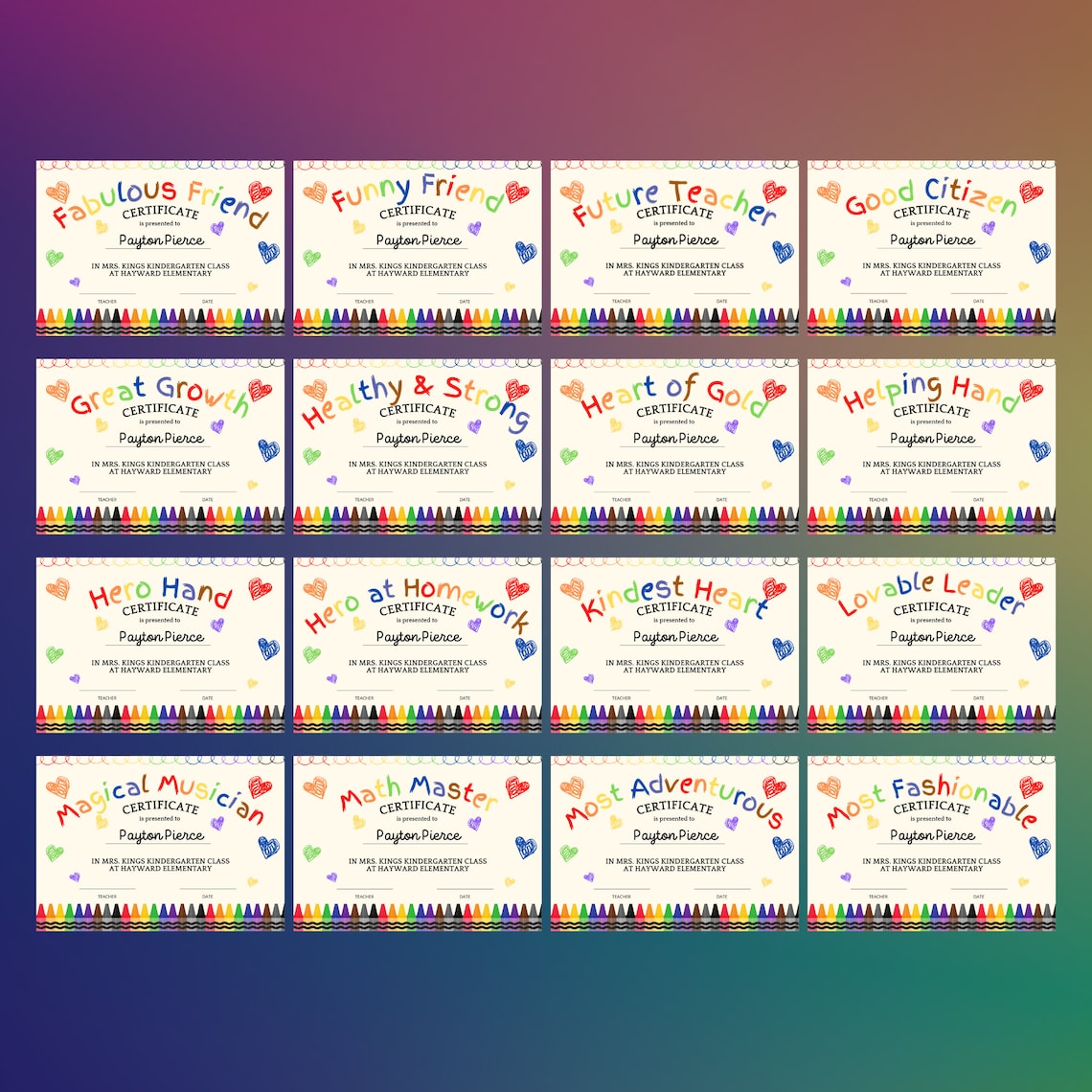 Editable Elementary Classroom Award Certificate Canva - Etsy