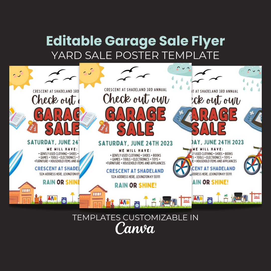 Editable Yard Sale Flyer, Garage Sale Flyer, Neighborhood Yard Sale ...