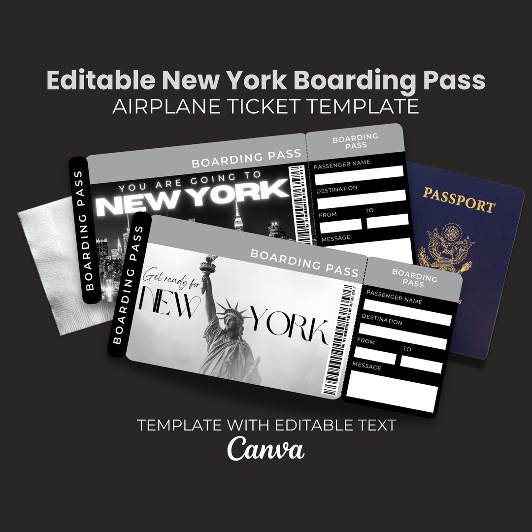 Editable New York Boarding Pass Template, New York Printable Ticket ...