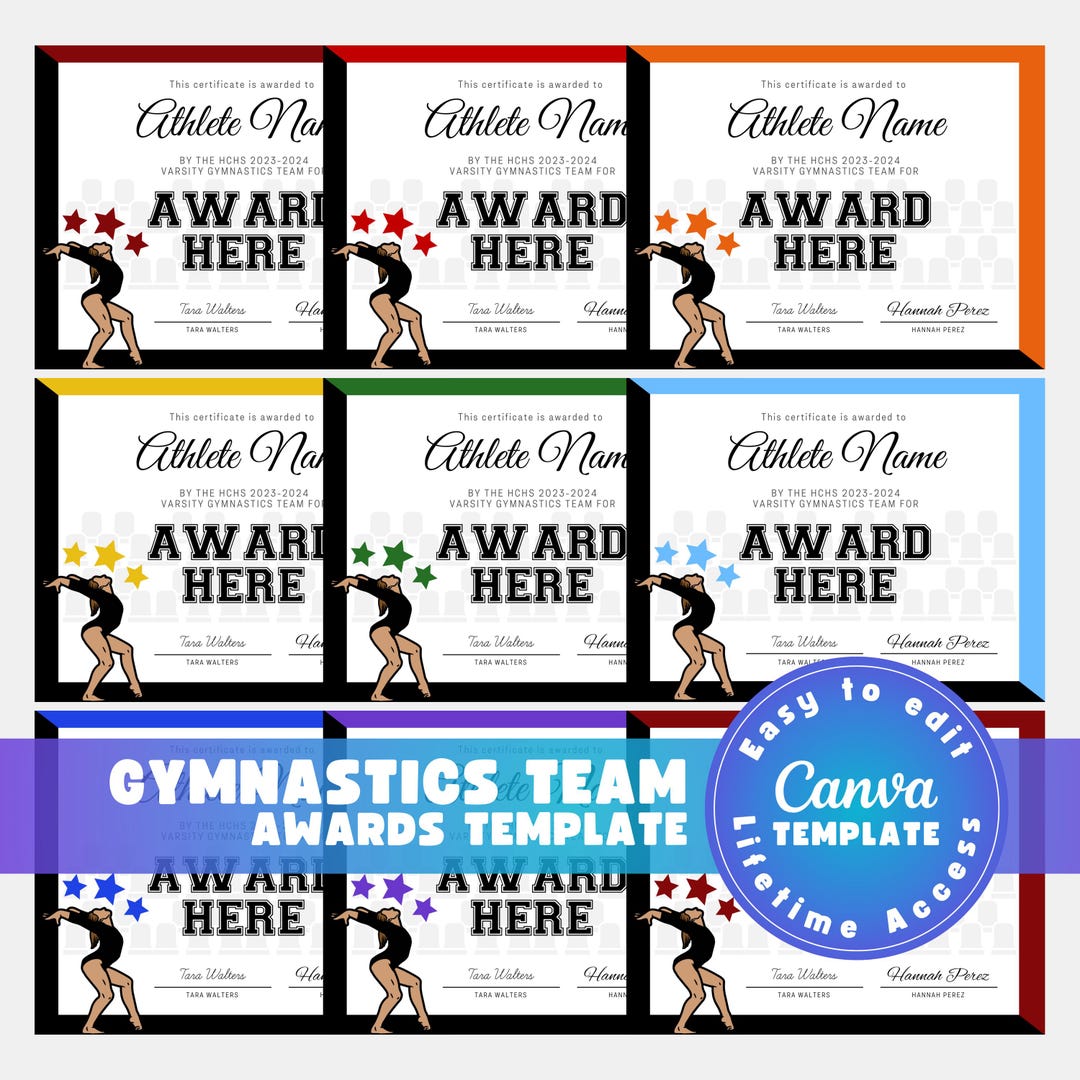 Buy Editable Gymnastics Awards Template, Custom Gymnast Award ...