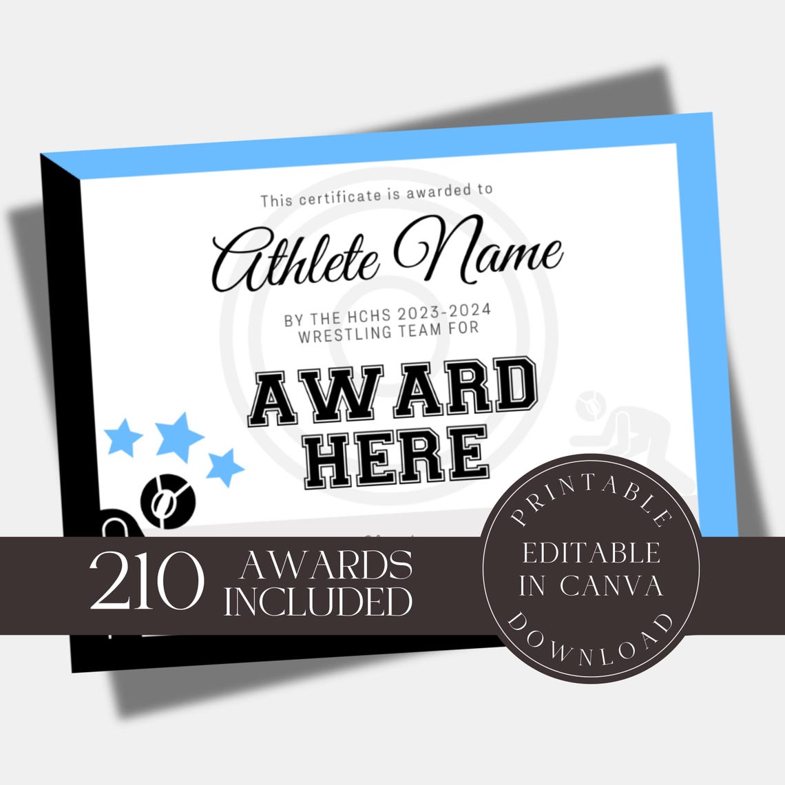 Wrestling Award Certificate Template Bundle Editable Team Awards (canva ...