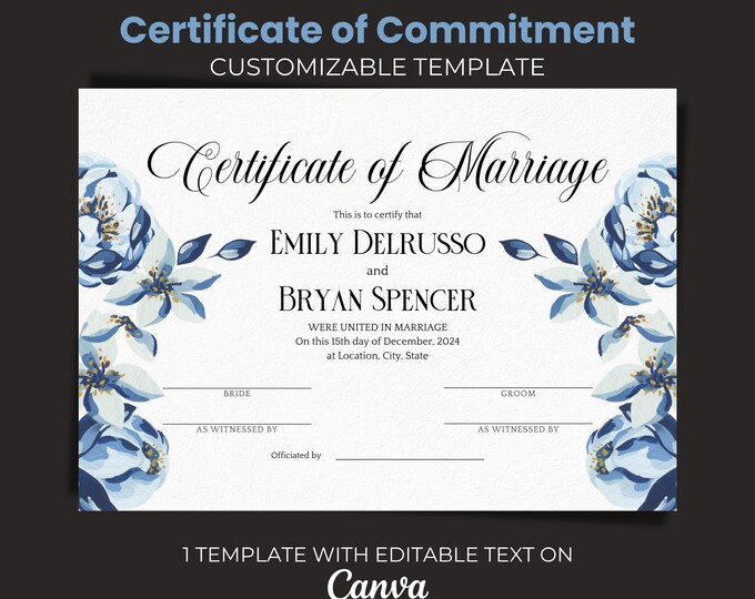 Gothic Commitment Ceremony Certificate Template Twin Flames Marriage ...