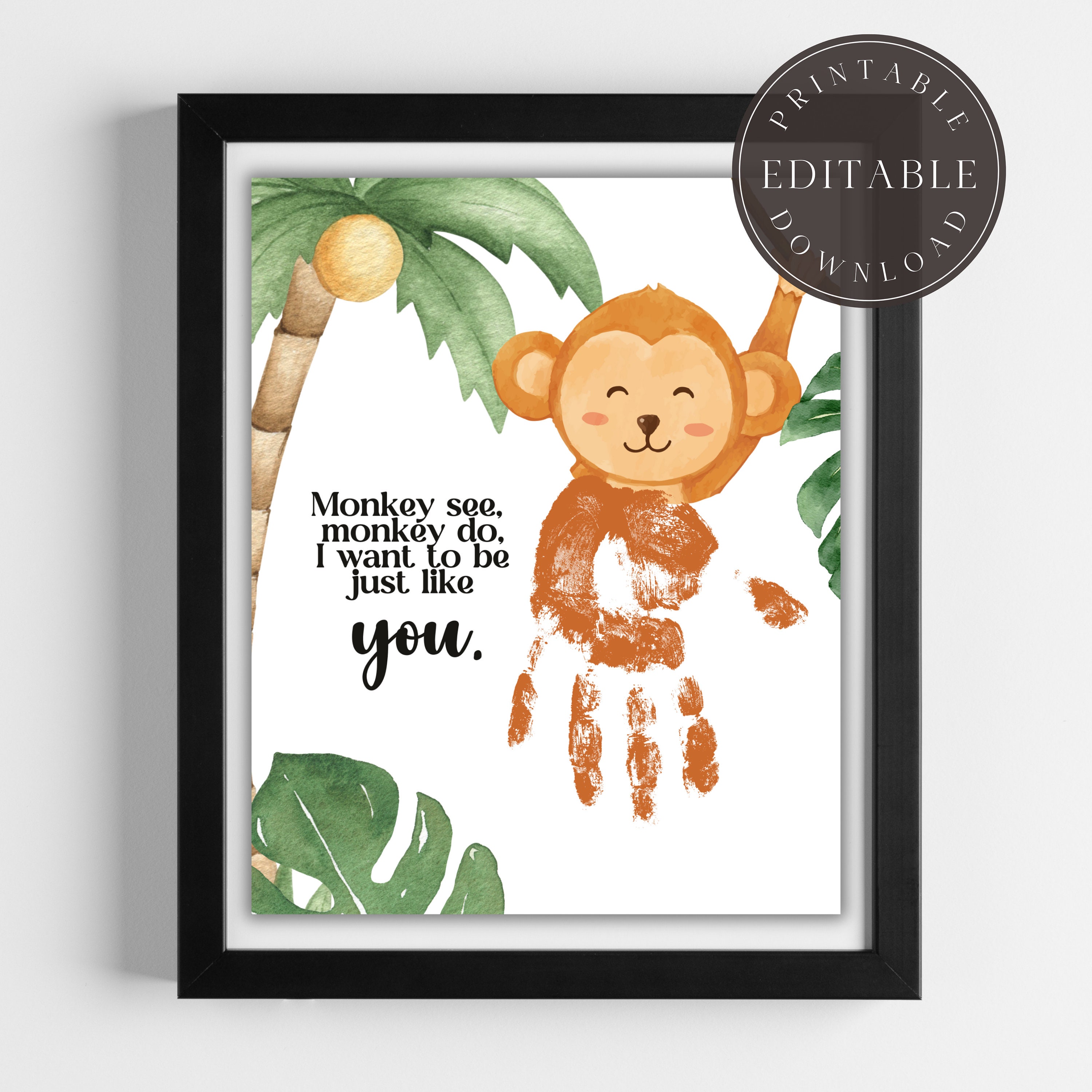 Monkey Handprint Craft Art Nursery Decor Activity (digital Download) - Etsy