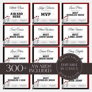 Editable Track and Field Awards Bundle Track and Field Certificate ...